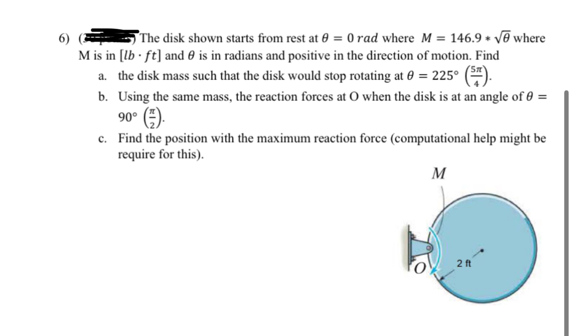 Solved The disk shown starts from rest at θ=0rad where | Chegg.com