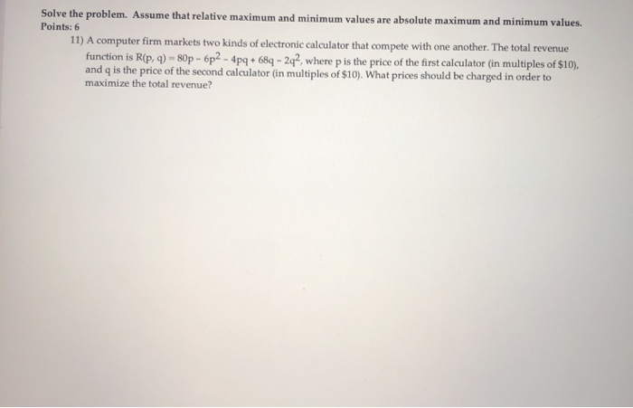 Solved Points: 6 Solve the problem. Assume that relative | Chegg.com