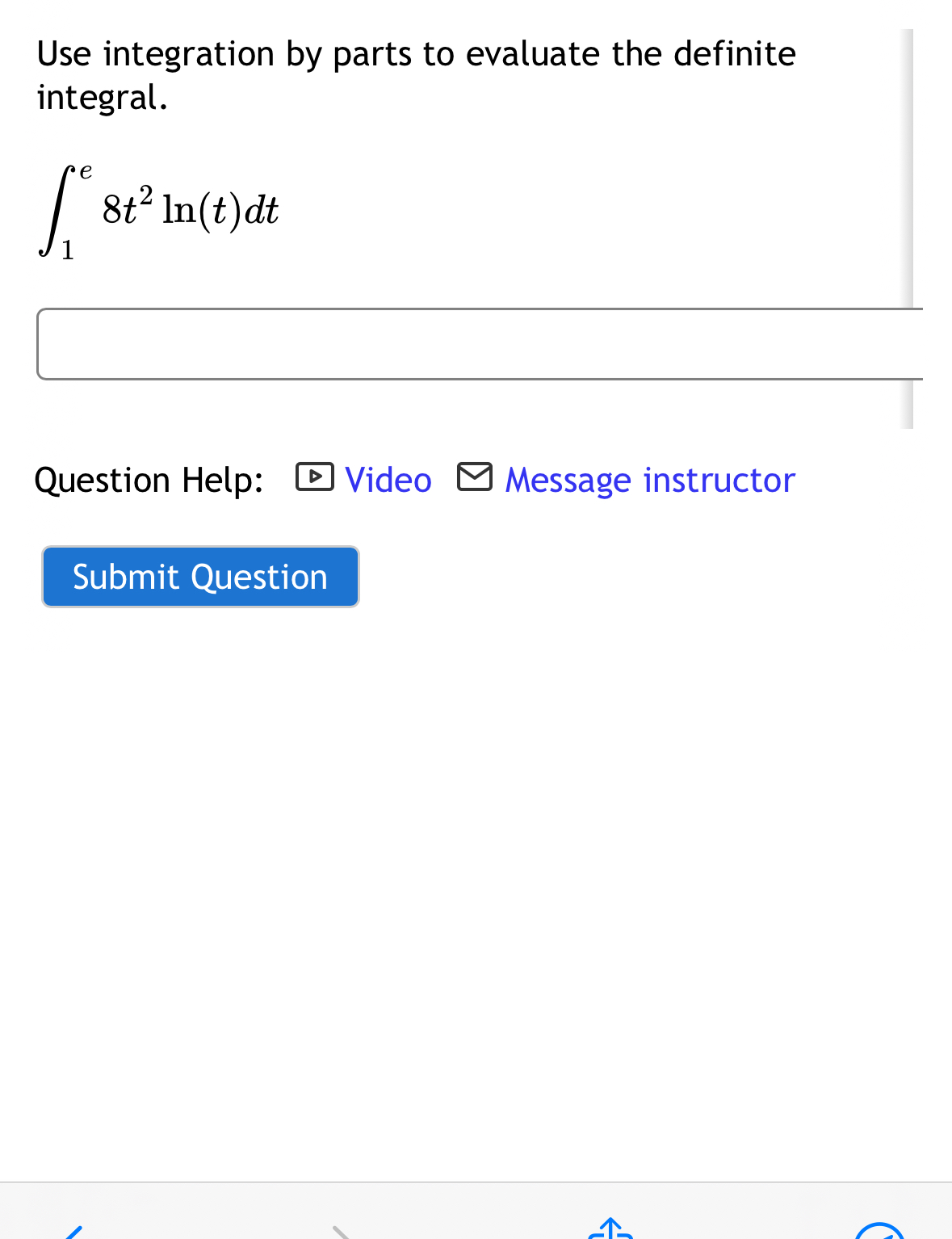 Solved Use integration by parts to evaluate the definite | Chegg.com