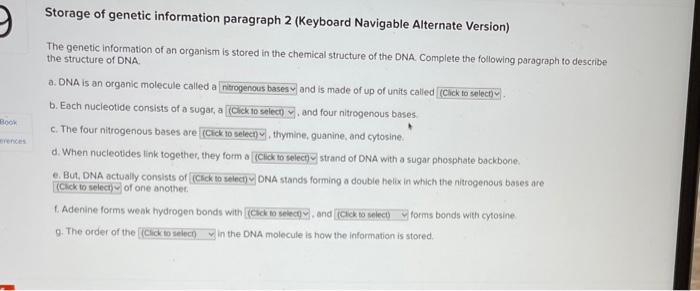 Solved Storage of genetic information paragraph 2 (Keyboard | Chegg.com