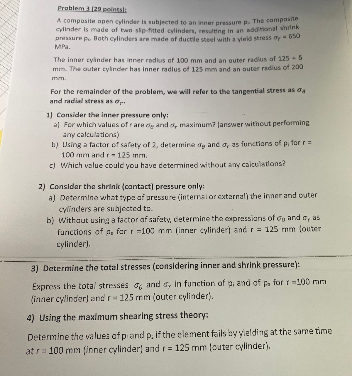 Solved Problem 3 (29 ﻿points):A composite open cylinder is | Chegg.com