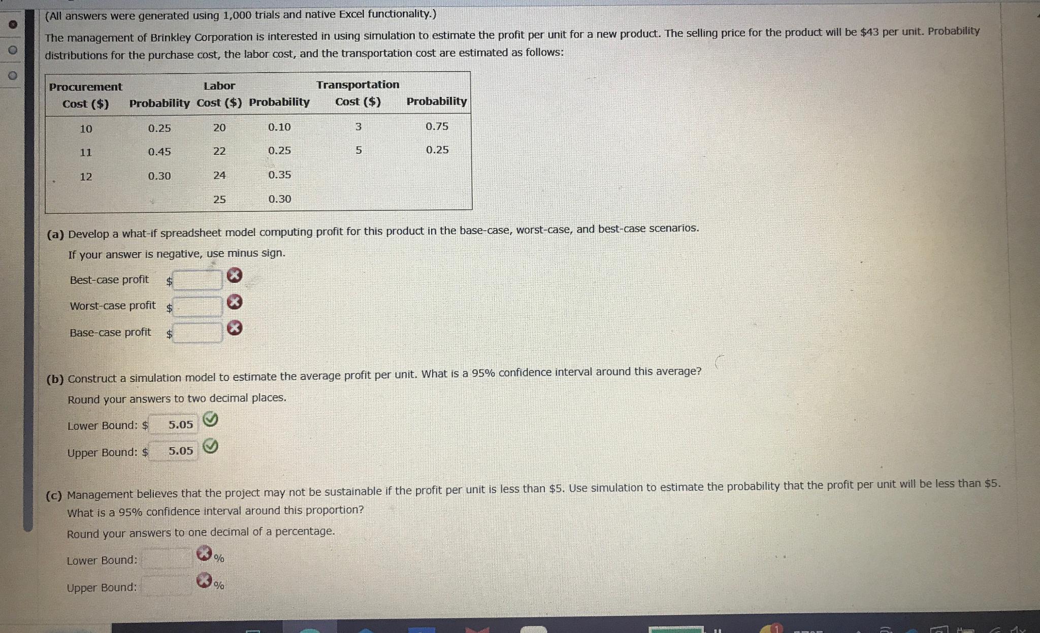 Solved (All answers were generated using 1,000 ﻿trials and | Chegg.com