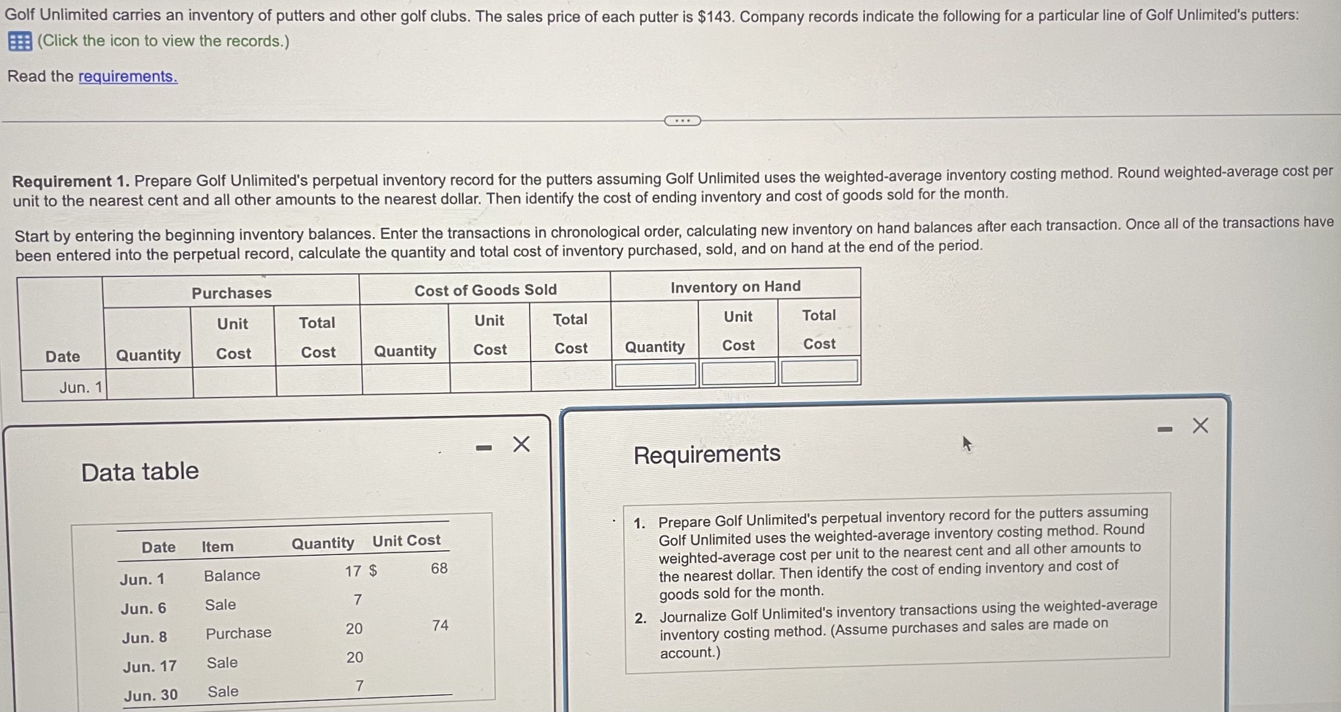 Solved Golf Unlimited carries an inventory of putters and | Chegg.com