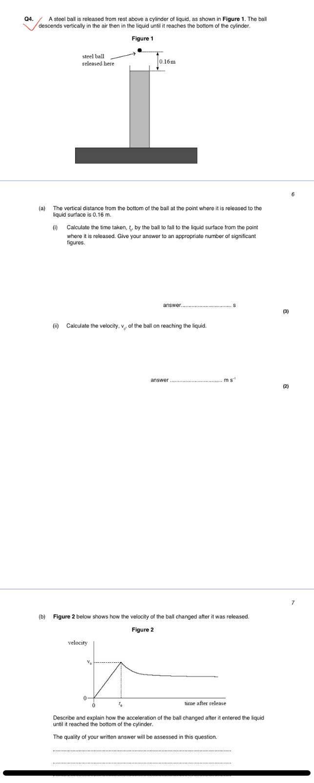 Solved Q4. ﻿A steel ball is released from rest above a | Chegg.com