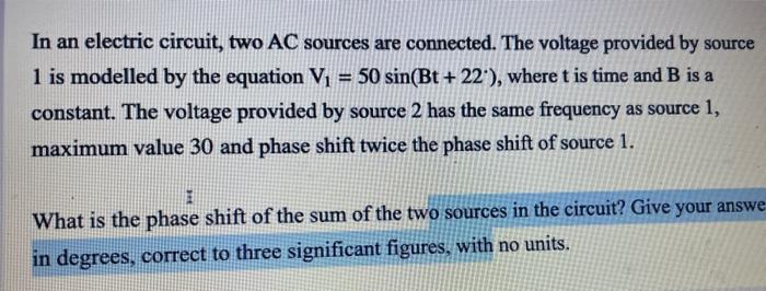 Solved In an electric circuit, two AC sources are connected. | Chegg.com
