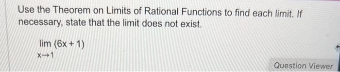 Solved Use the Theorem on Limits of Rational Functions to | Chegg.com