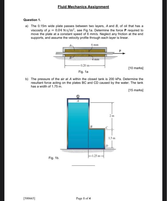 Solved Fluid Mechanics Assignment Question 1 a) The 0.15m | Chegg.com