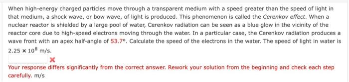 Solved When high-energy charged particles move through a | Chegg.com
