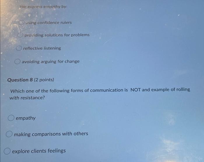 Solved We express empathy by: using confidence rulers | Chegg.com