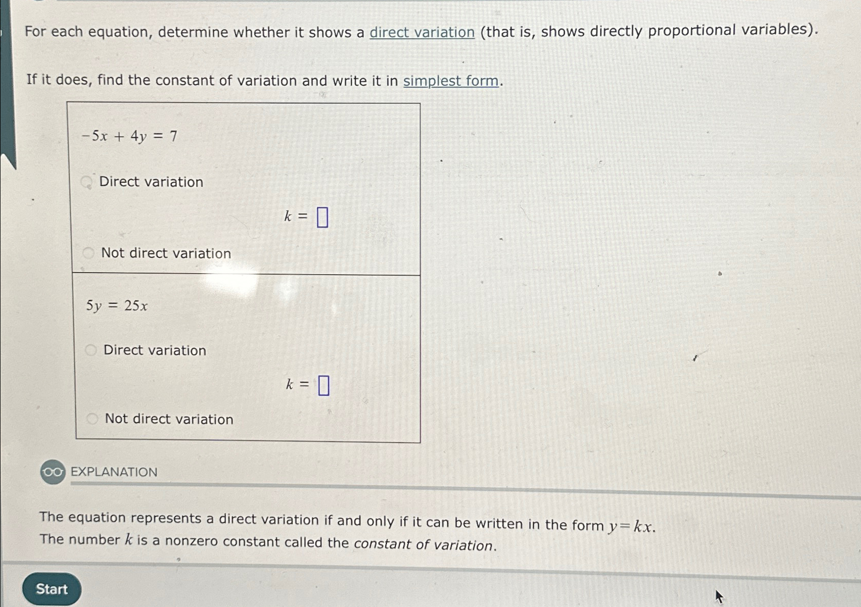 Solved For each equation, determine whether it shows a | Chegg.com