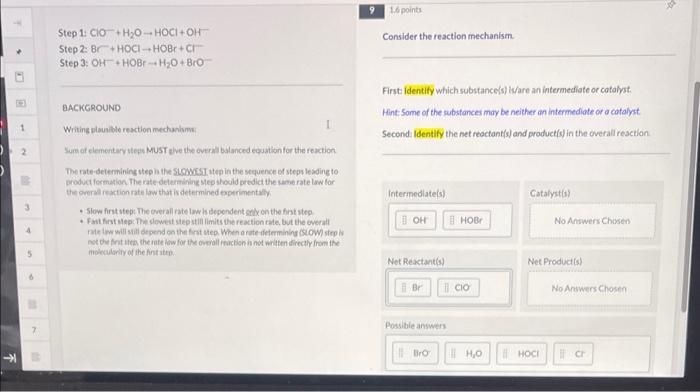 Solved Step 1: ClO+H2O→HOCl+OH Consider the reaction | Chegg.com