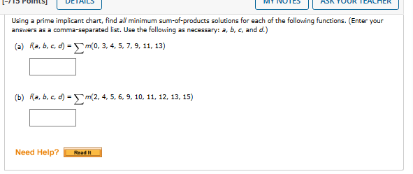 Solved Using A Prime Implicant Chart Find All Minimum