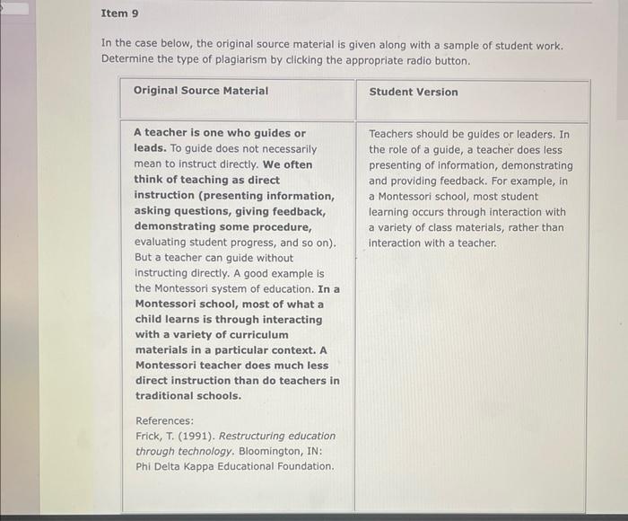 In the case below, the original source material is | Chegg.com