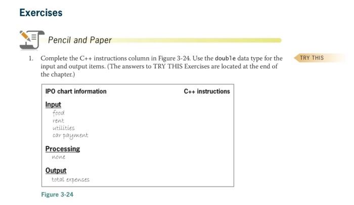 Solved Pencil and Paper Complete the C++ instructions column | Chegg.com