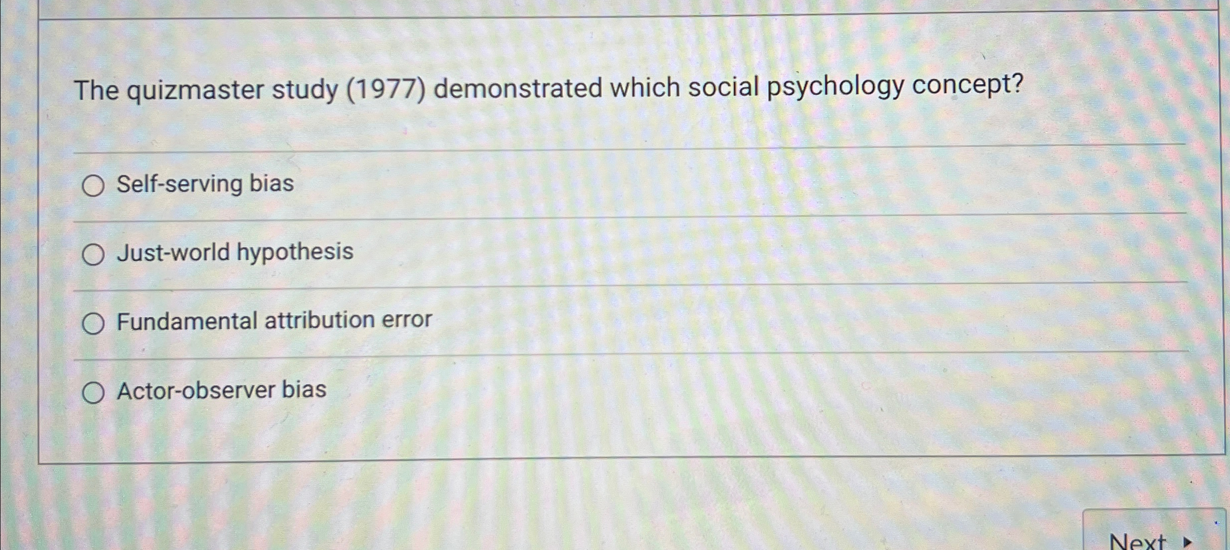 Solved The quizmaster study (1977) ﻿demonstrated which | Chegg.com