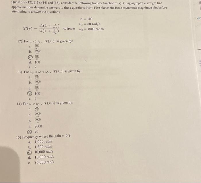 Solved Questions (12), (13), (14) and (15), consider the | Chegg.com