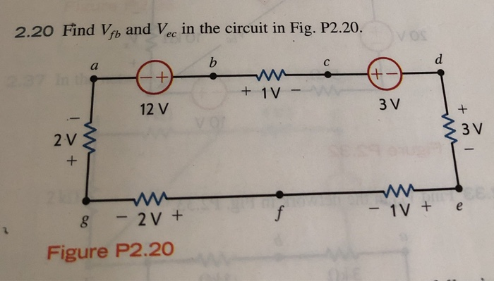 Solved 2.20 Find V, and Vec in the circuit in Fig. P2.20. | Chegg.com