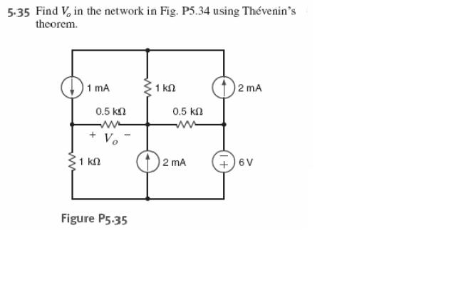 Solved Find V0 in the network in Fig.P5.34 using Thevenin's | Chegg.com