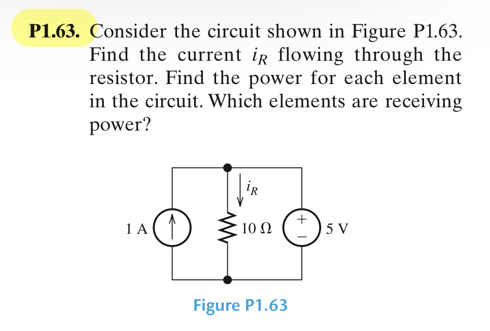Solved P1.63. ﻿Consider the circuit shown in Figure P1.63. | Chegg.com