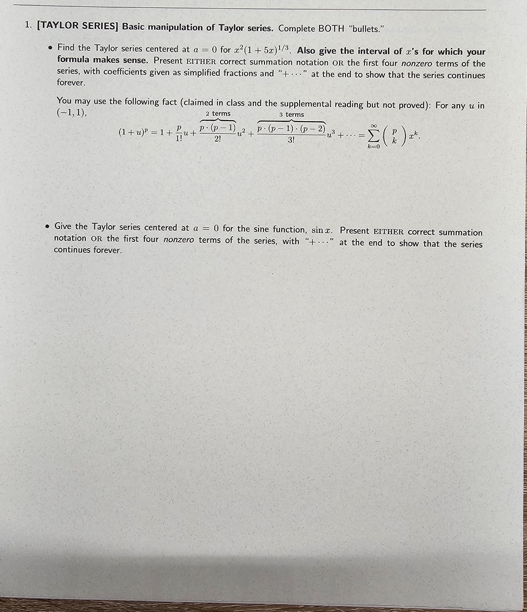Solved [TAYLOR SERIES] ﻿Basic manipulation of Taylor series. | Chegg.com