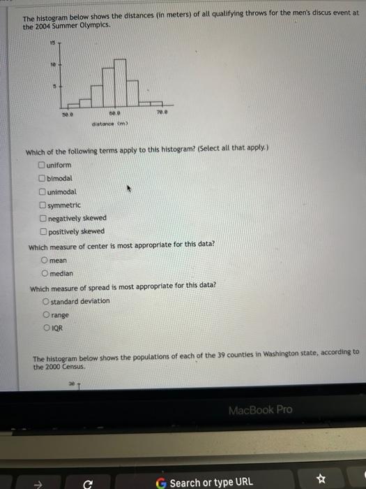 Solved The histogram below shows the distances (in meters) | Chegg.com