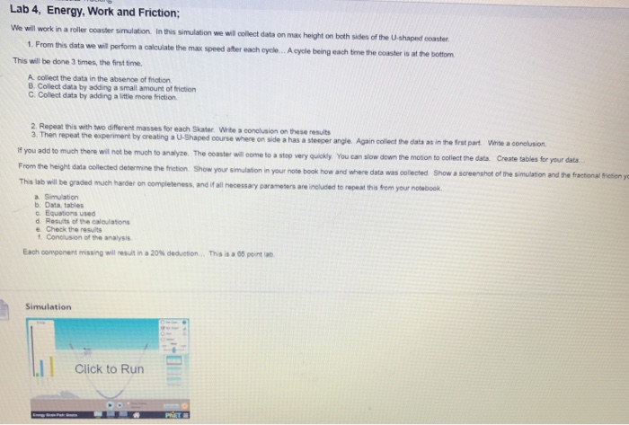 Solved Lab 4, Energy, Work and Friction; We will work in a | Chegg.com