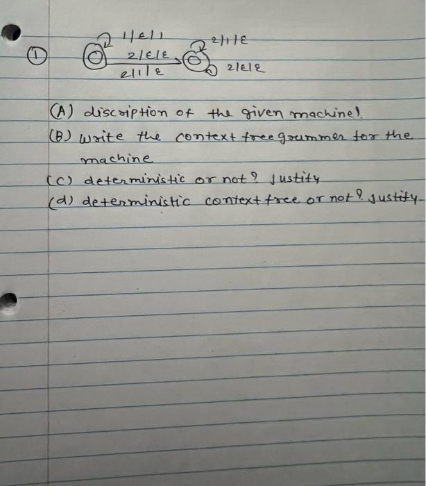 Solved (A) discription of the given machinel. (B) write the | Chegg.com