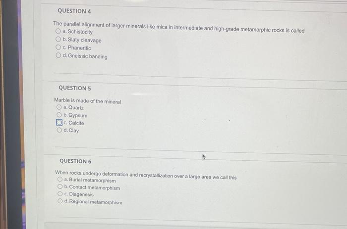 Solved The parallel alignment of larger minerals like mica | Chegg.com