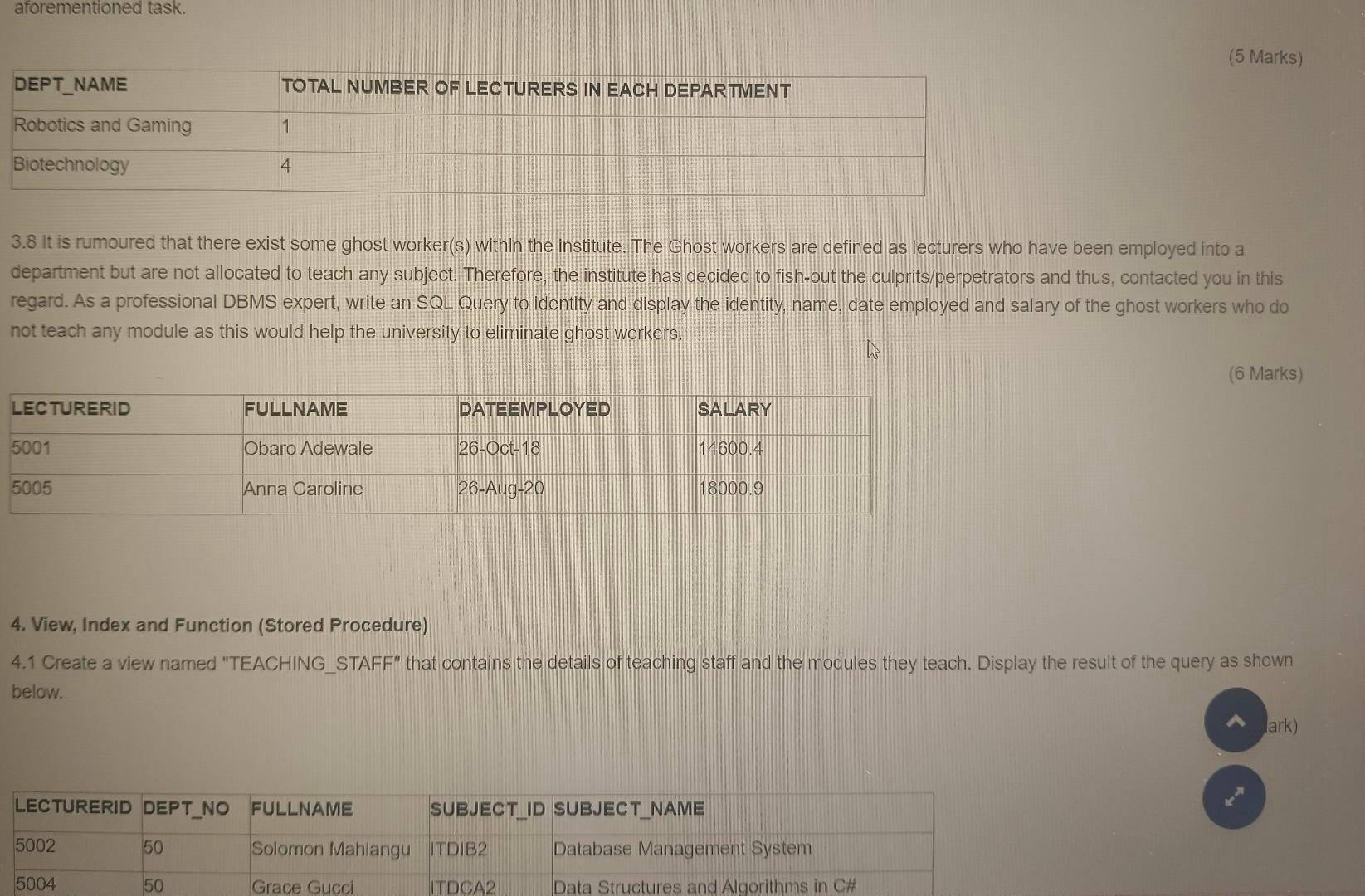 Solved Tables: Sample data for insertion.3. Data Selection | Chegg.com