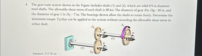 Solved 4. The gear train system shown in the Figure includes | Chegg.com