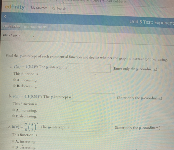 Solved 1752da000e63df14 edfinity My Courses Q Search Unit 5 | Chegg.com
