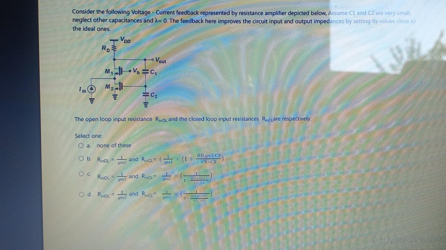 Solved Consider the following Voltage - Current feedback | Chegg.com