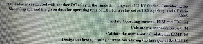 OC relay is cordinated with another OC relay in the | Chegg.com