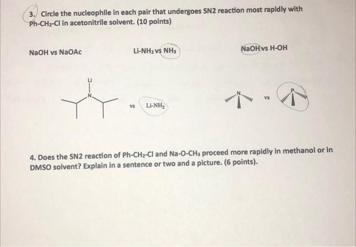 Solved 3. Circle the nucleophile in each pair that undergoes | Chegg.com
