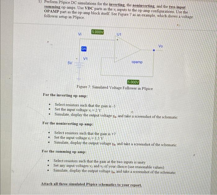 Solved 1) Perform PSpice DC simulations for the inverting, | Chegg.com