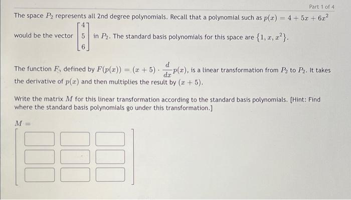 Solved The space P2 represents all 2 nd degree polynomials. | Chegg.com
