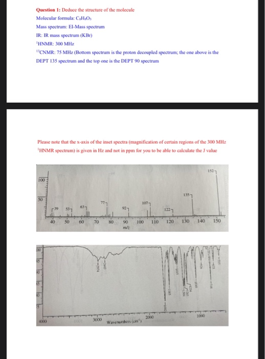 Solved Question 1: Deduce the structure of the molecule | Chegg.com