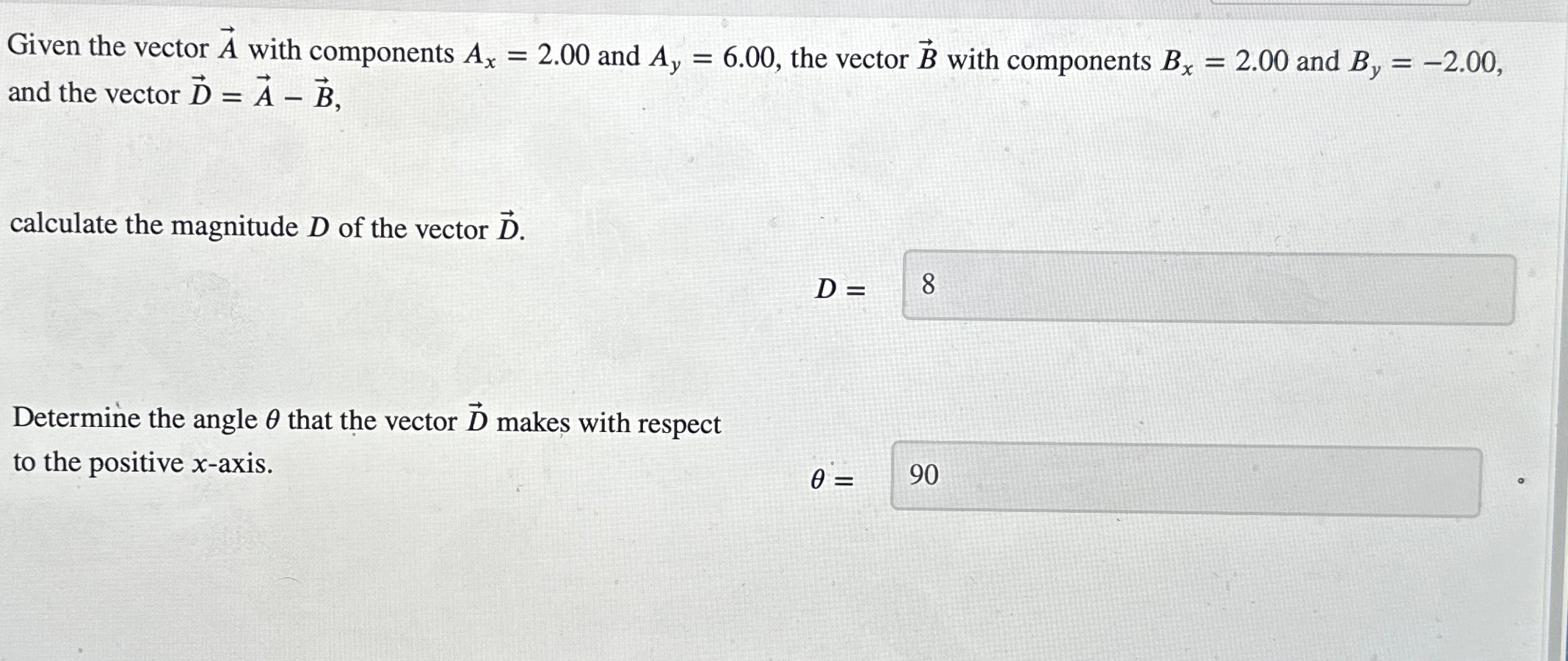 Solved Given the vector vec(A) ﻿with components Ax=2.00 ﻿and | Chegg.com