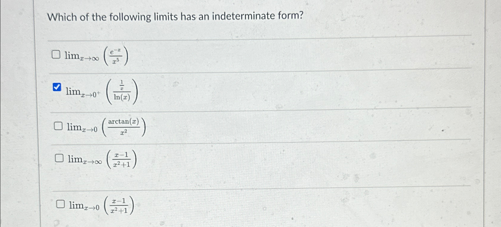 Solved Which of the following limits has an indeterminate | Chegg.com