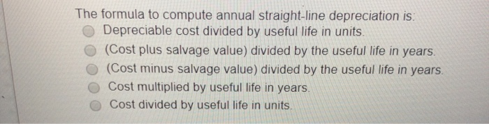 Solved The formula to compute annual straight-line | Chegg.com
