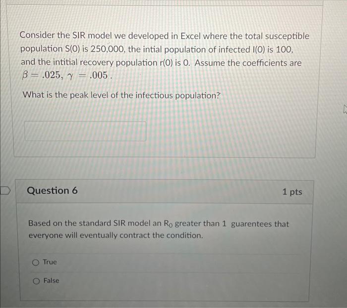 Solved Consider the SIR model we developed in Excel where | Chegg.com