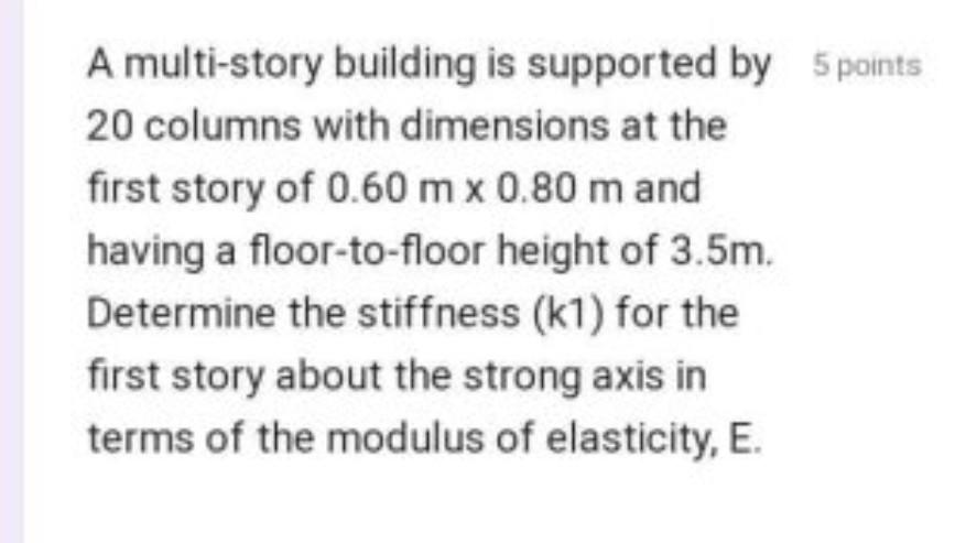 Solved A multi-story building is supported by 20 columns | Chegg.com