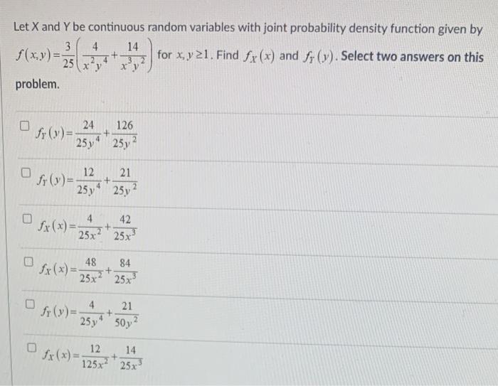 Solved Let X and Y be continuous random variables with joint | Chegg.com
