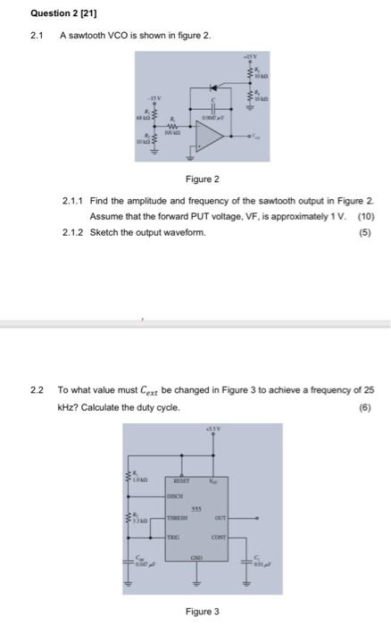 Solved 2.1 A sawtooth VCO is shown in figure 2 . Figure 2 | Chegg.com