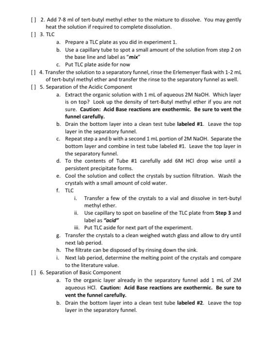 Solved Experiment 3: Separation of a Three Component Mixture | Chegg.com