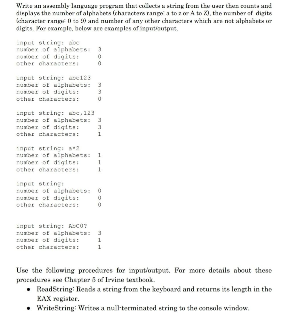 Solved Write an assembly language program that collects a | Chegg.com
