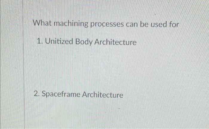 Solved What machining processes can be used for 1. Unitized | Chegg.com
