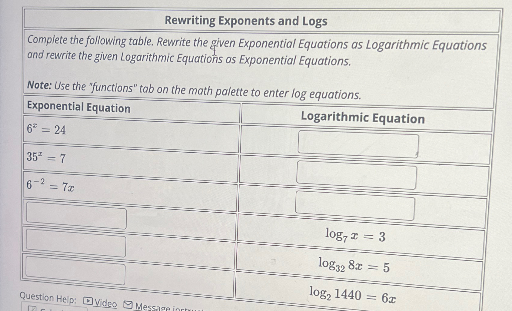 Solved \table[[Rewriting Exponents and | Chegg.com