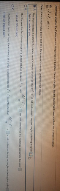 Solved Determine whether the Existence and Uniqueness of | Chegg.com