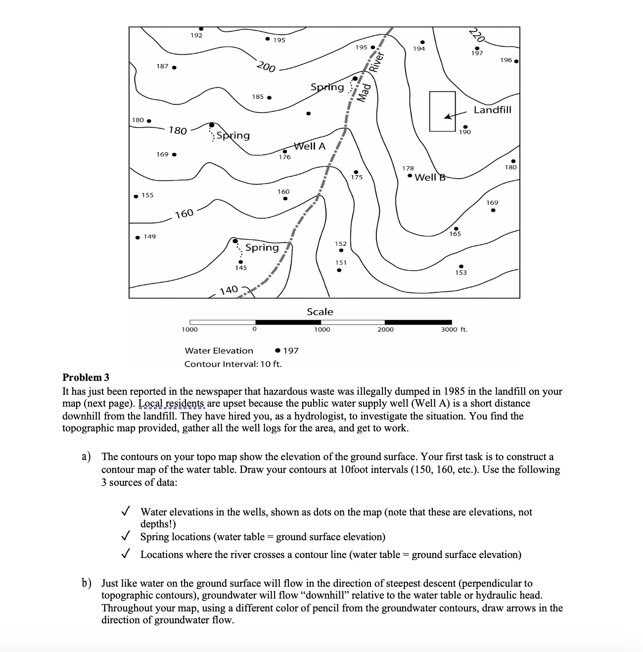 Solved Contour Interval: 10ft.DRAW THE ANSWERS ON THE GRAPH. | Chegg.com